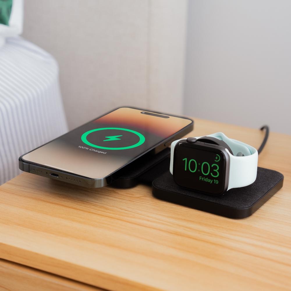 PowerBase Go Duo - 2 in 1 Wireless Travel Charger